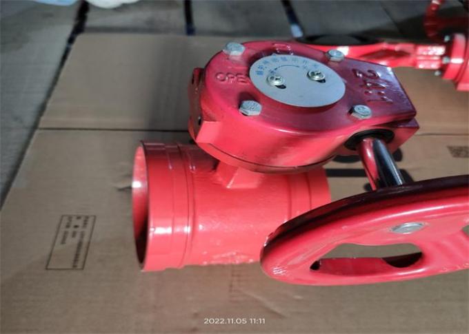 Turbine Groove Butterfly Valve Red Color Fire Protection